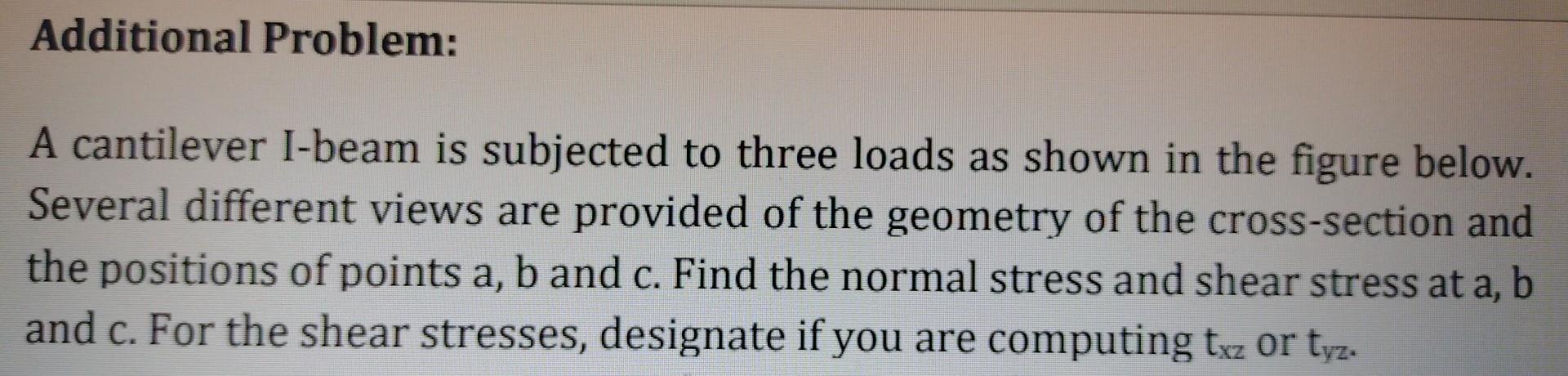 Solved Additional Problem: A cantilever I-beam is subjected | Chegg.com