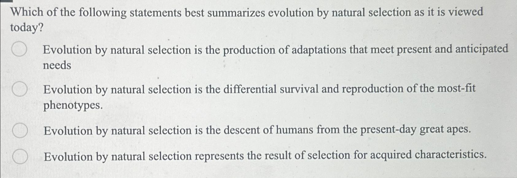 Solved Which of the following statements best summarizes | Chegg.com