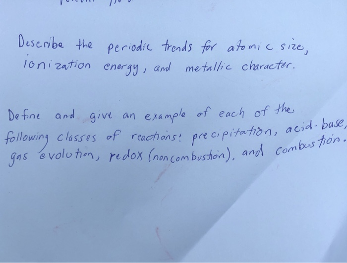 Solved Describe the lonization periodic trends for atomic | Chegg.com