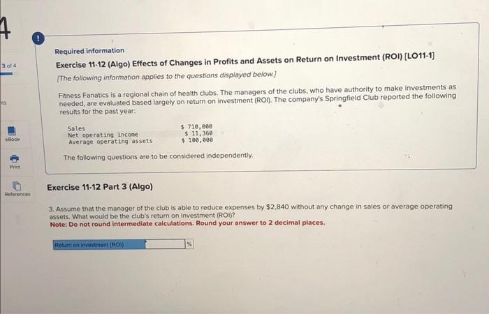 Solved Required information Exercise 11-12 (Algo) Effects of | Chegg.com