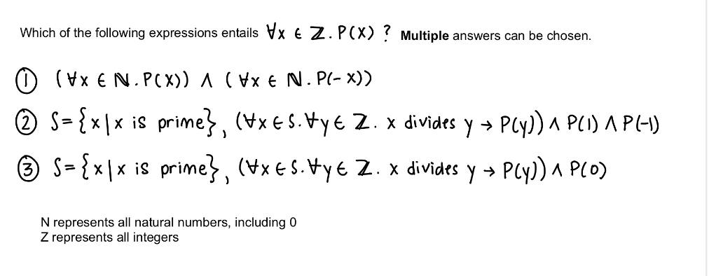 Solved Which of the following expressions entails | Chegg.com