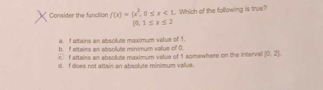 Solved Consider the function f(x)=(x2,0≤x