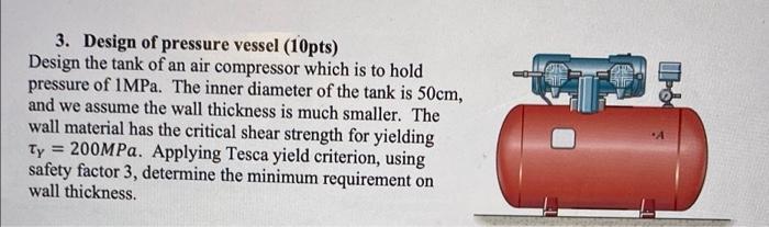Solved 3. Design of pressure vessel (10pts) Design the tank | Chegg.com