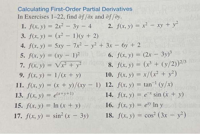 Solved Calculating First-Order Partial Derivatives In | Chegg.com