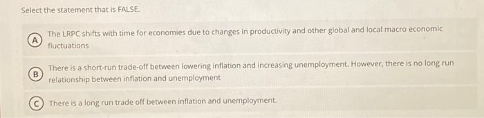Solved Select the statement that is FALSE. The LRPC shifts | Chegg.com