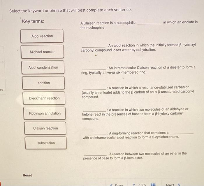 Solved Select the keyword or phrase that will best complete | Chegg.com