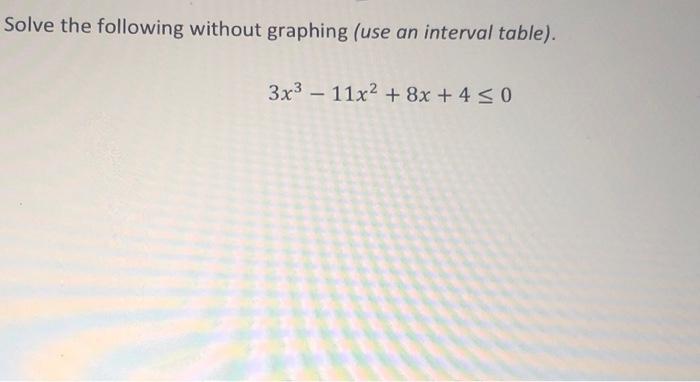 Solved Solve the following without graphing (use an interval | Chegg.com