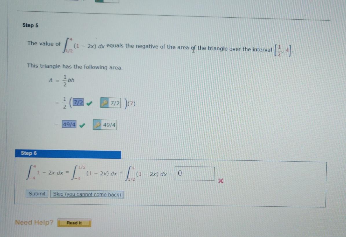 Solved Step 5 The value of I. (1 - 2x) dx equals the | Chegg.com