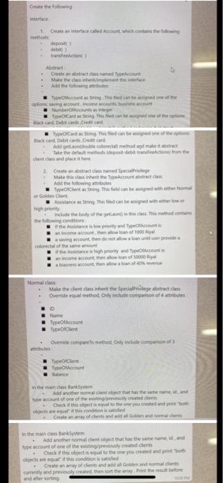 Solved Create the following 1 Create an interface ed Account | Chegg.com