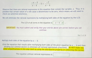 Solved -x-3x-4-5=-7x-4Observe that there are rational | Chegg.com