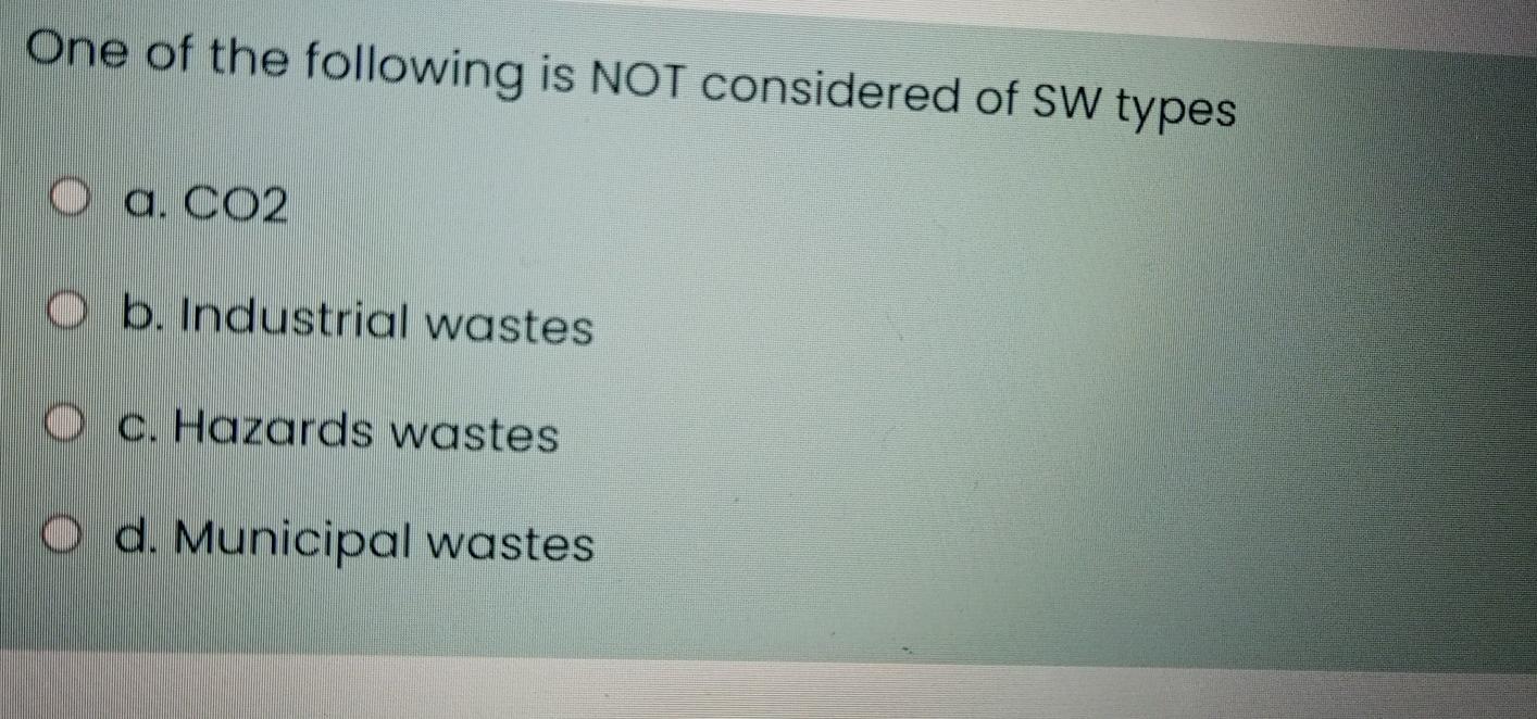Solved One of the following is NOT considered of SW types O | Chegg.com