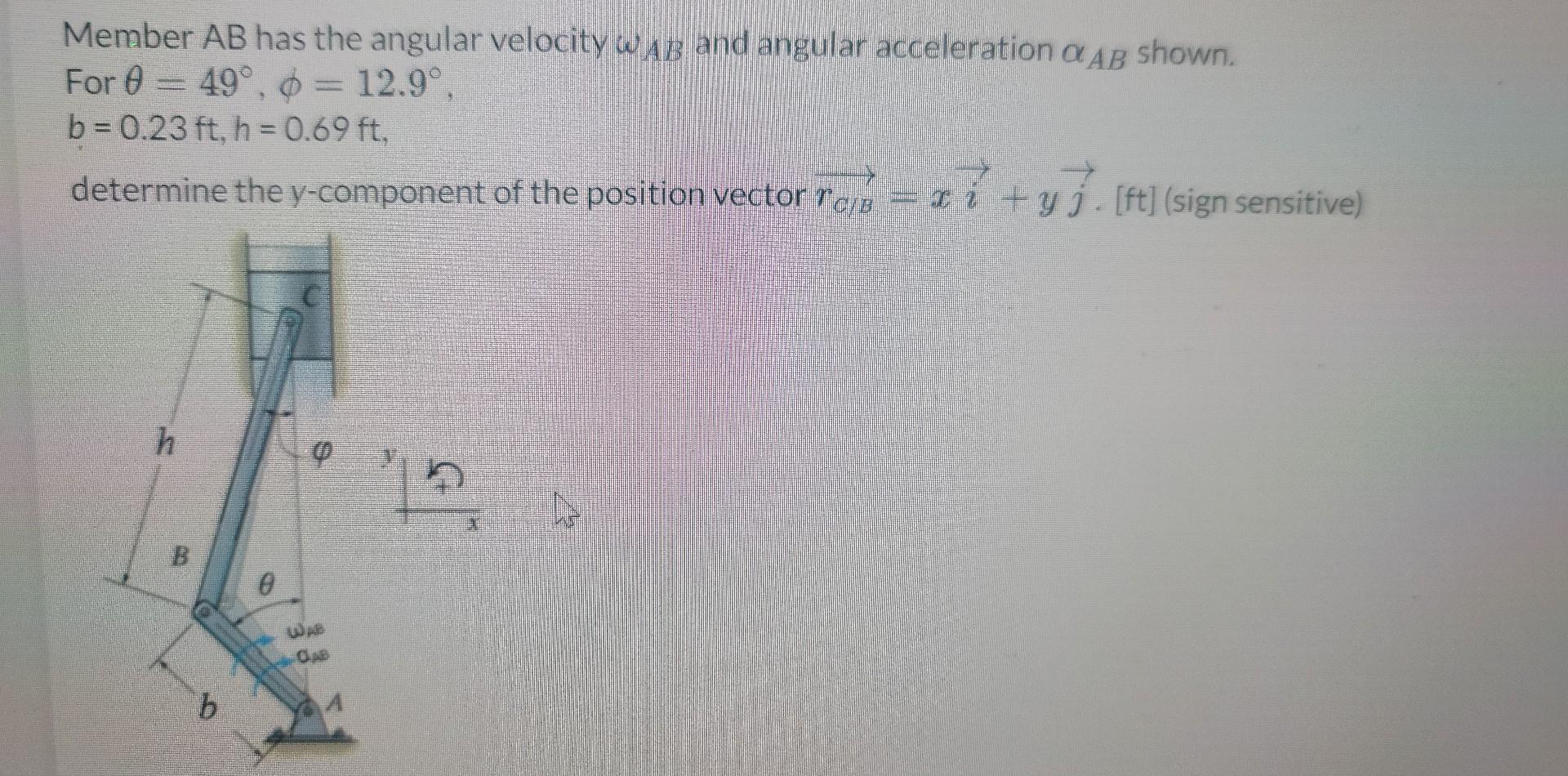 Solved Member AB has the angular velocity ωAB and angular | Chegg.com