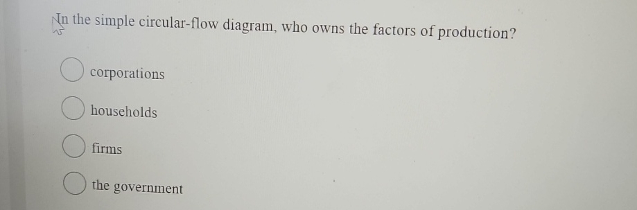 Solved In the simple circular-flow diagram, who owns the | Chegg.com
