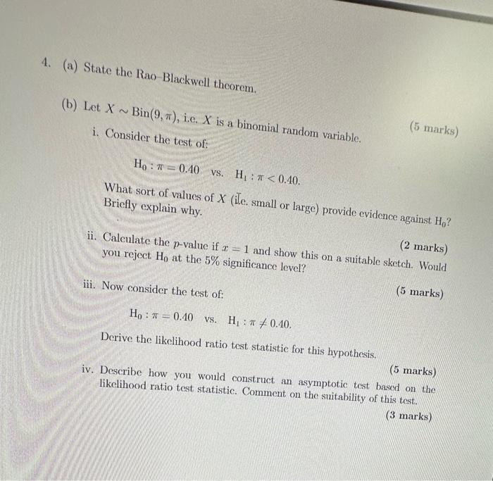 Solved (a) State the Rao-Blackwell theorem, (b) Let | Chegg.com