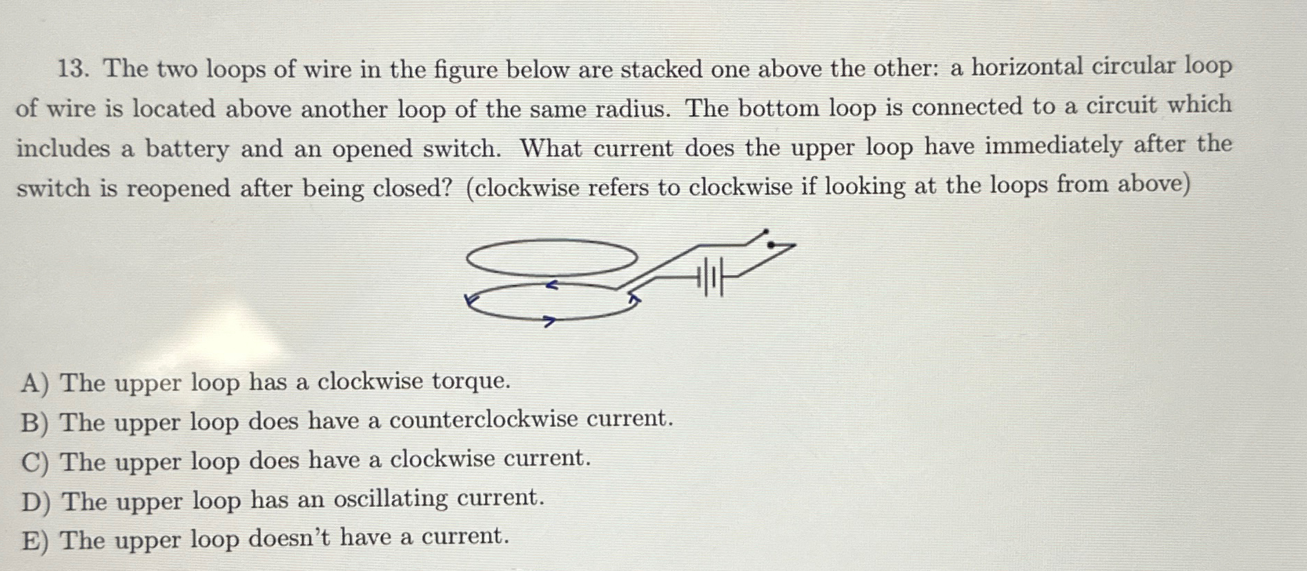 Solved The two loops of wire in the figure below are stacked | Chegg.com