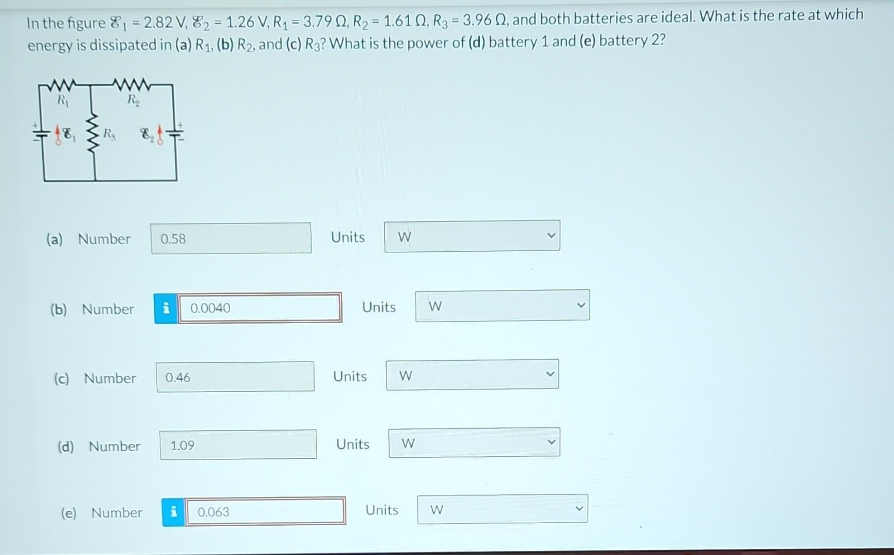 Solved In the figure E1=2.82 V,E2=1.26 | Chegg.com