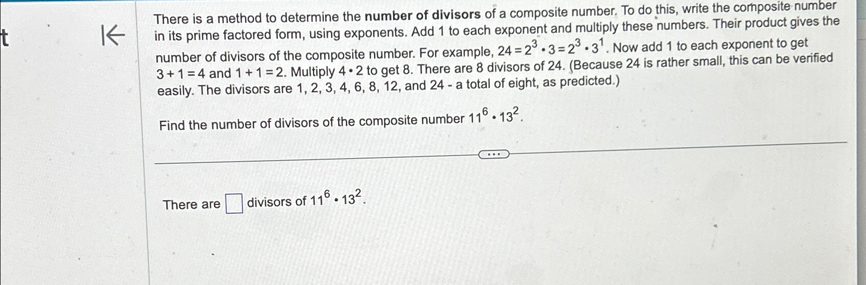 Solved There is a method to determine the number of divisors | Chegg.com