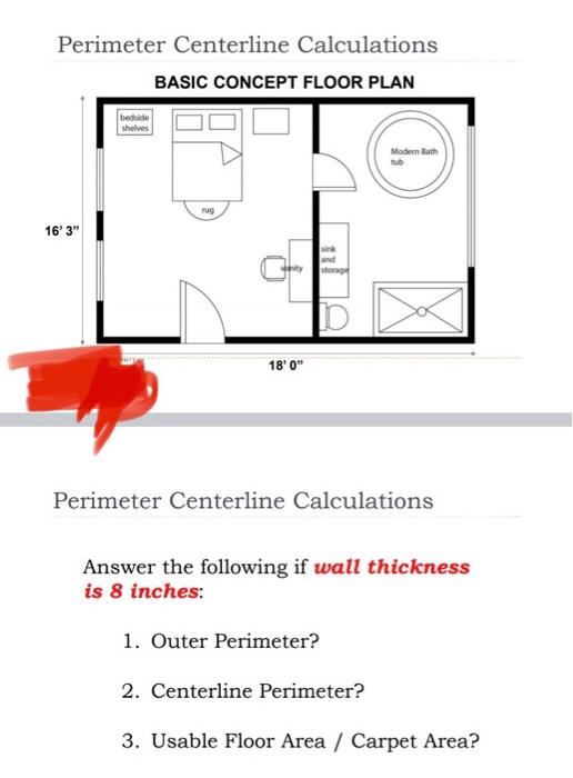 Solved Perimeter Centerline Calculations BASIC CONCEPT FLOOR | Chegg.com