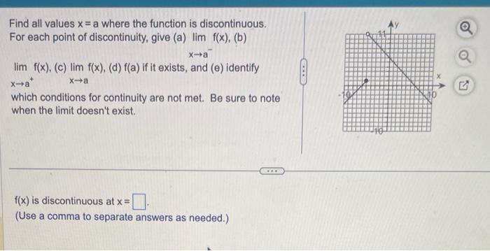 Solved Find all values x= a where the function is | Chegg.com