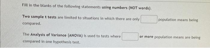 Solved Fill in the blanks of the following statements using | Chegg.com