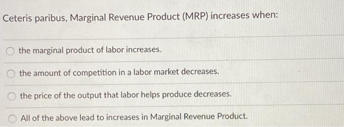 Solved Ceteris paribus, a decrease the demand for labor in | Chegg.com