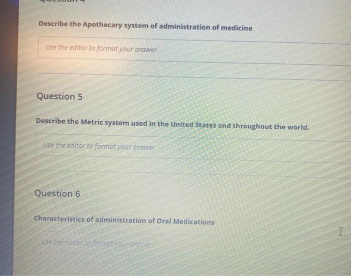 Solved Describe the Apothecary system of administration of | Chegg.com