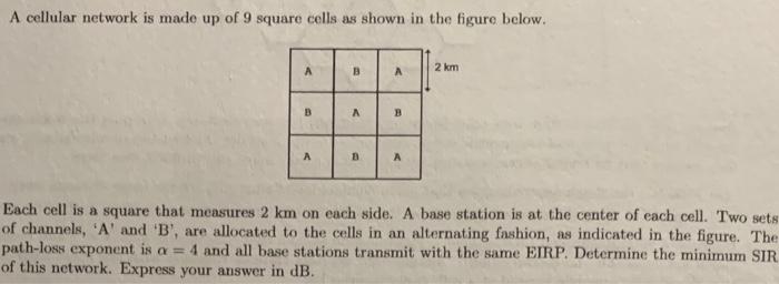 Solved A cellular network is made up of 9 square cells as | Chegg.com