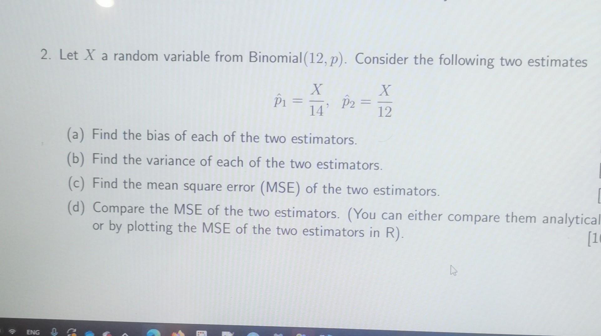 Solved 2. Let \\( X \\) a random variable from \\( | Chegg.com