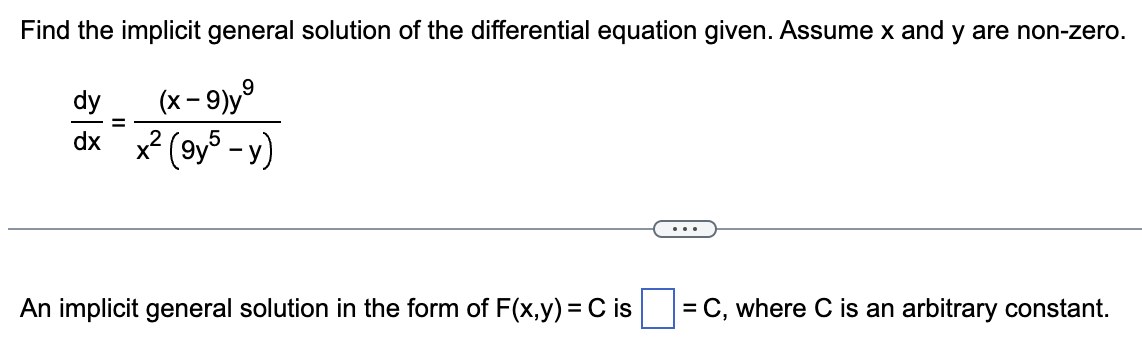Solved Find the implicit general solution of the | Chegg.com