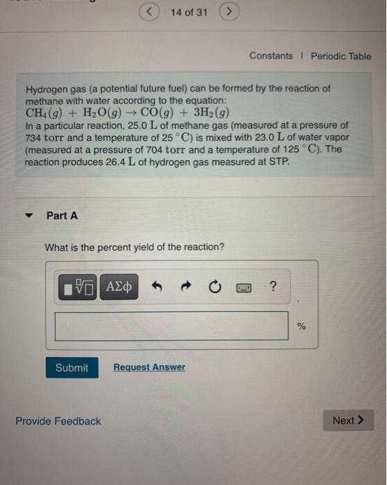 Solved 14 of 31 > Constants Periodic Table Hydrogen gas (a | Chegg.com