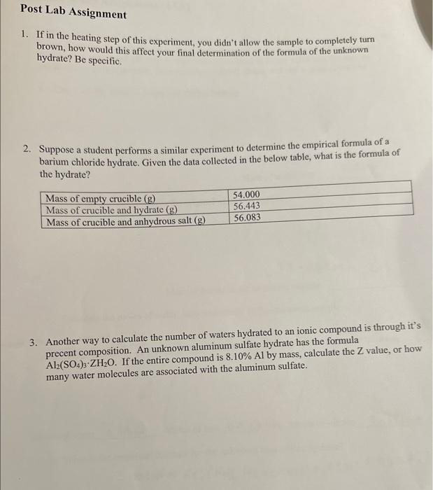 Data Table: Mass of empty crucible: Mass of crucible | Chegg.com