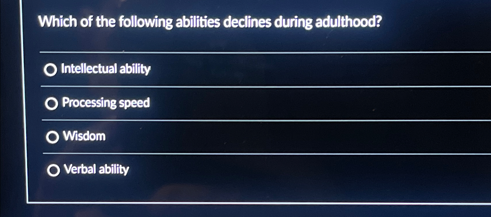 Solved Which of the following abilities declines during | Chegg.com