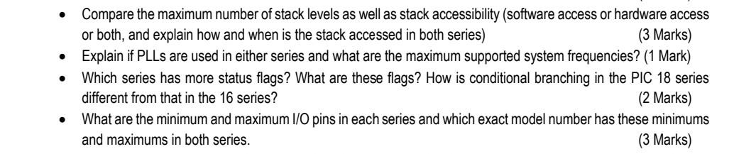 Solved PIC 16 series and 18 series Comparison (5 Marks out | Chegg.com