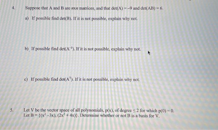 Solved 4. Suppose that A and B are nxn matrices, and that | Chegg.com