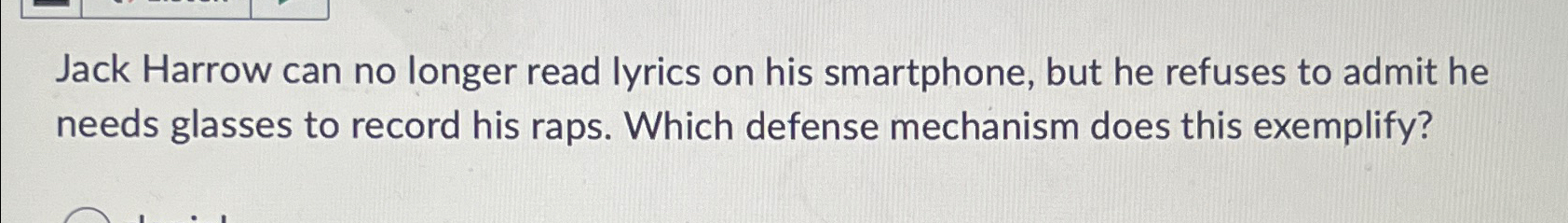 Solved Jack Harrow can no longer read lyrics on his | Chegg.com