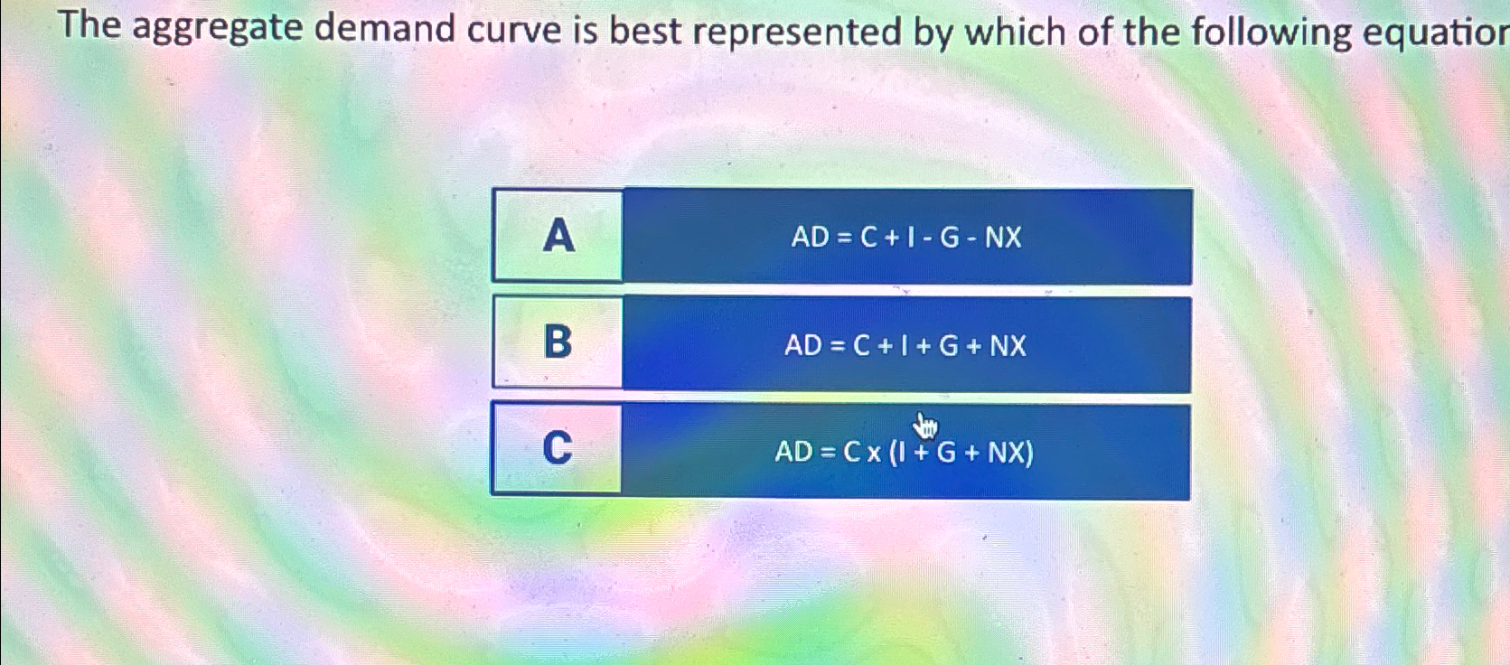 Solved The aggregate demand curve is best represented by | Chegg.com