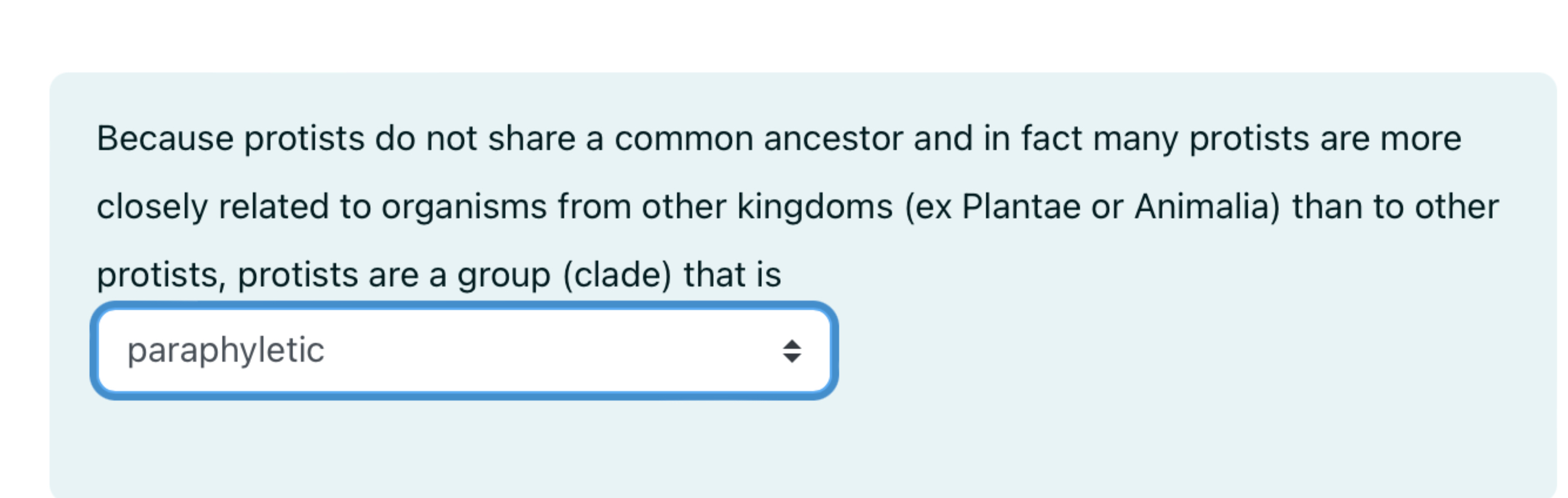 Solved Because protists do not share a common ancestor and | Chegg.com