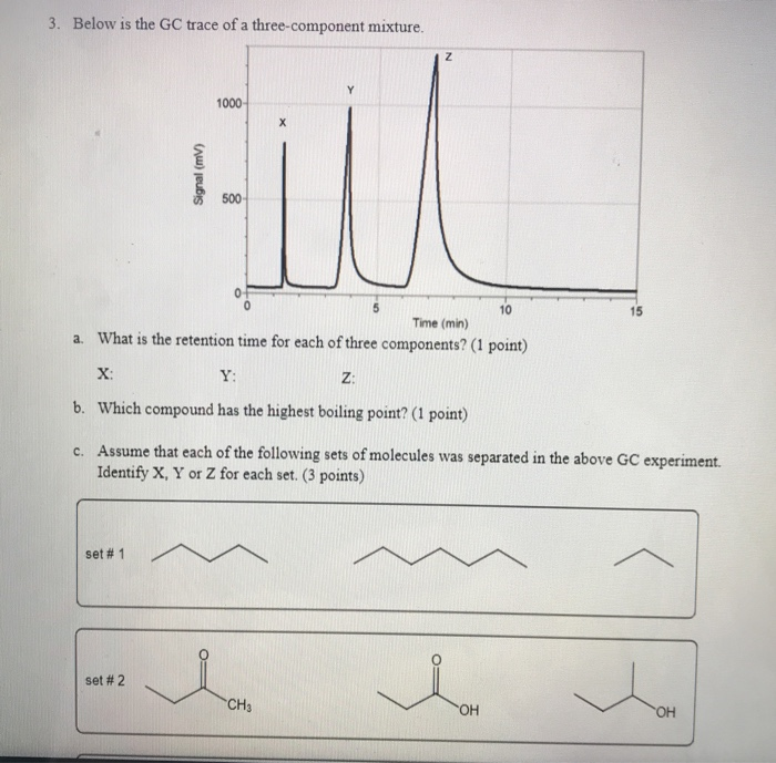 Solved 3. Below is the GC trace of a three-component | Chegg.com