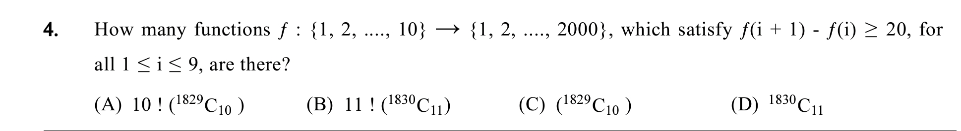 Solved How many functions f:{1,2,dots.,10}→{1,2,dots.,2000}, | Chegg.com