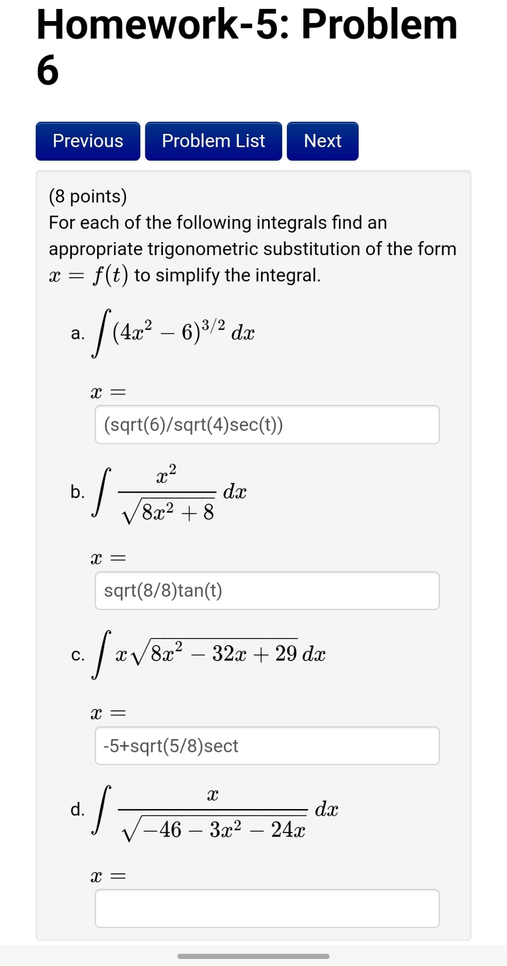 Solved Homework-5: Problem 6(8 ﻿points)For each of the | Chegg.com