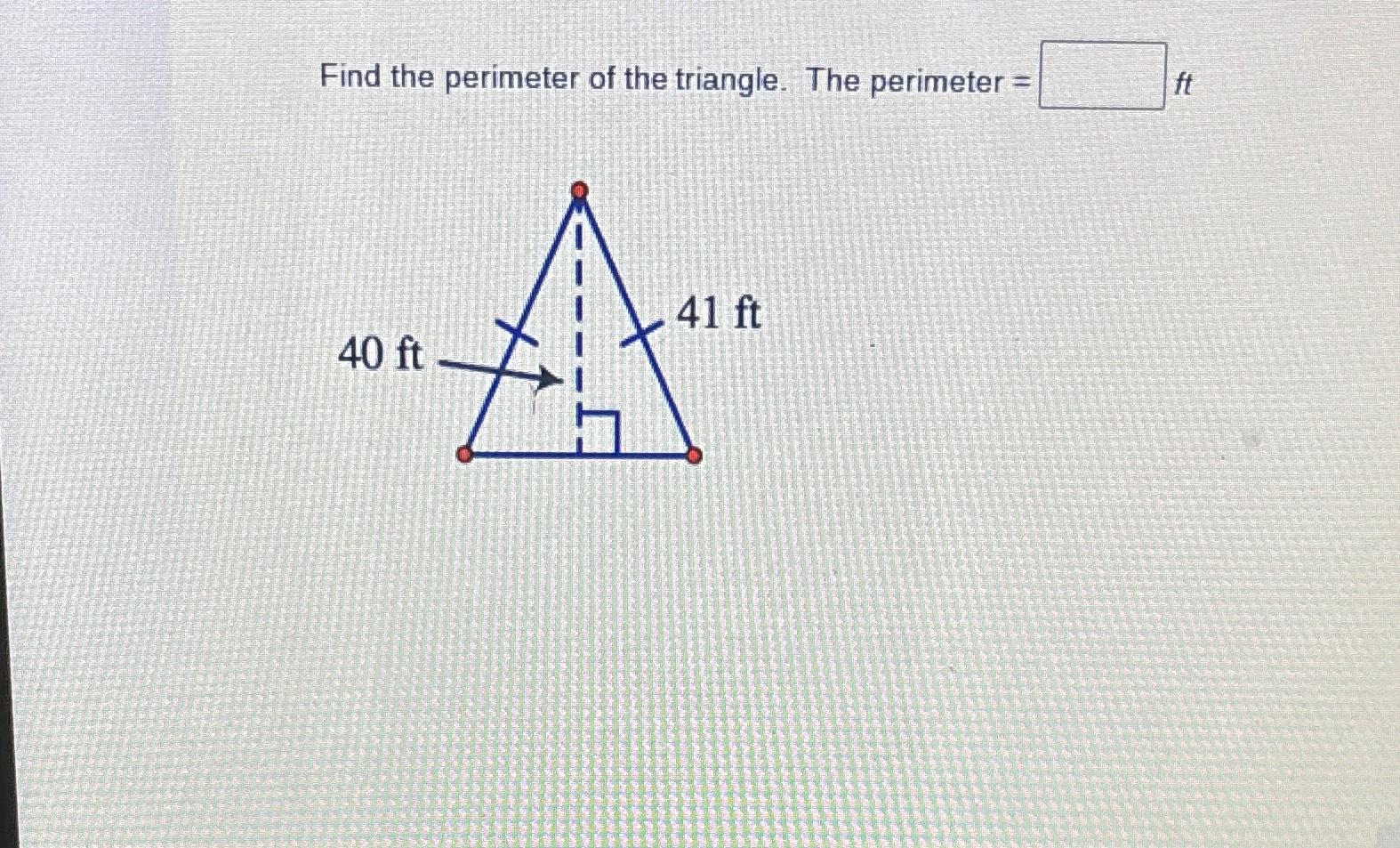 Solved Find the perimeter of the triangle. The perimeter = | Chegg.com