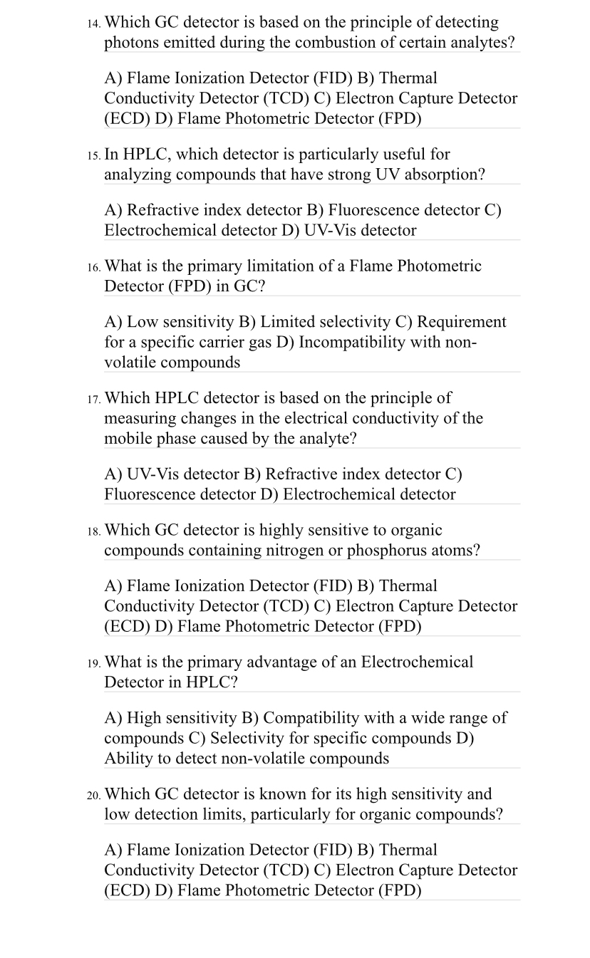 Solved Which GC detector is based on the principle of | Chegg.com
