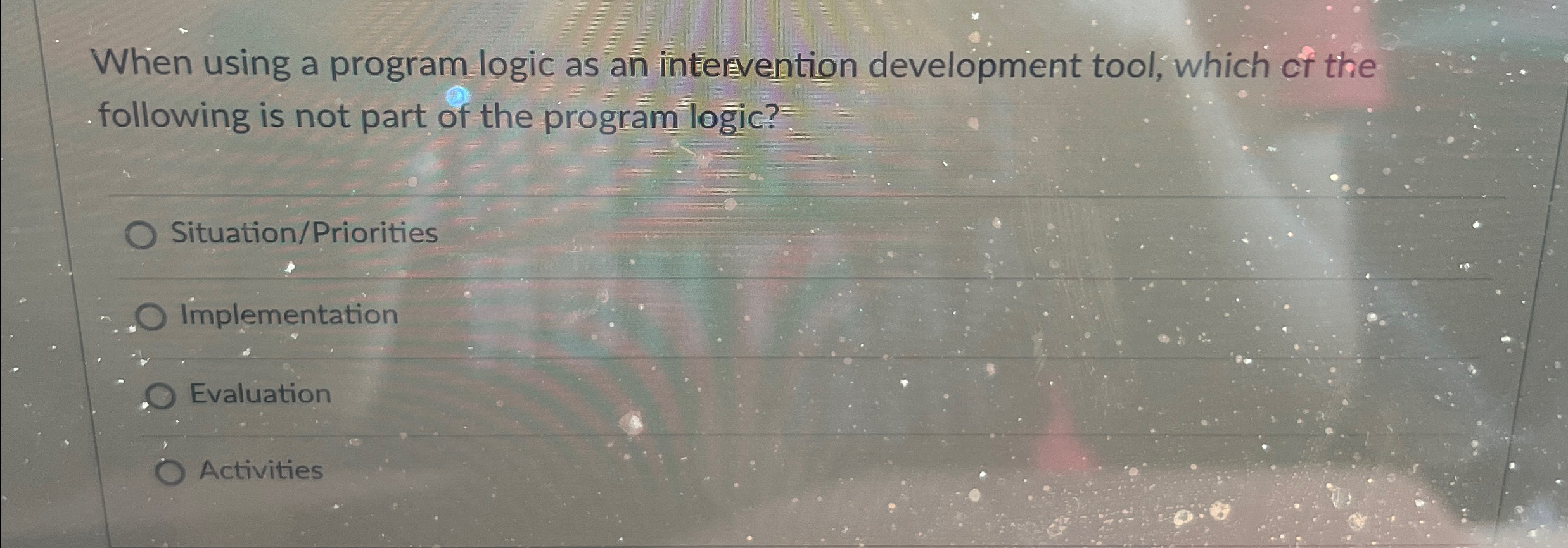 Solved When using a program logic as an intervention | Chegg.com