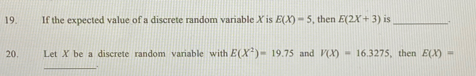 Solved If the expected value of a discrete random variable x | Chegg.com