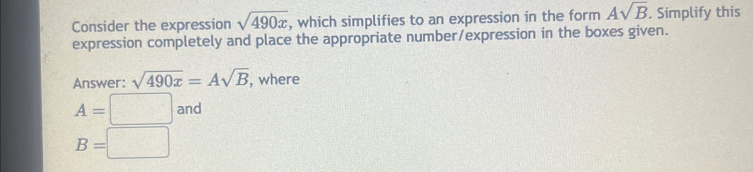 Solved Consider the expression 490x2, ﻿which simplifies to | Chegg.com