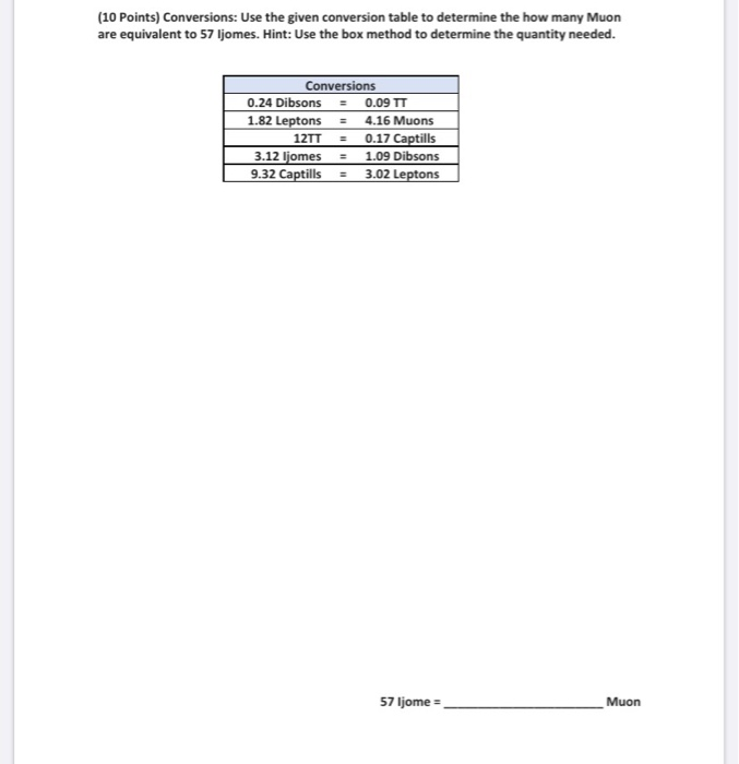 Solved (10 Points) Conversions: Use the given conversion | Chegg.com