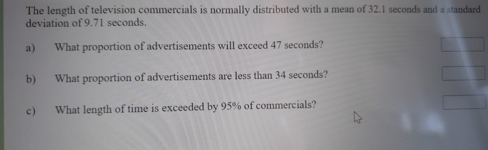 Solved The length of television commercials is normally | Chegg.com