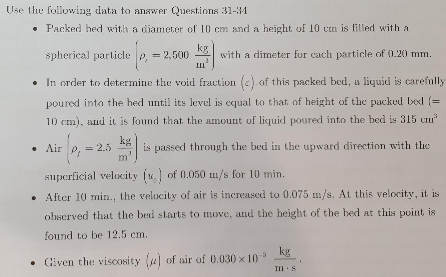 Solved Calculate the void fraction (€) e) of the packed bed. | Chegg.com