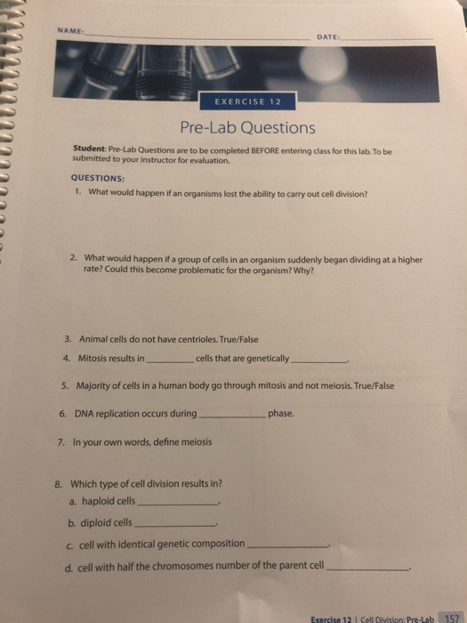 Solved EXERCISE 12 Pre-Lab Questions Student: Pre-Lab | Chegg.com