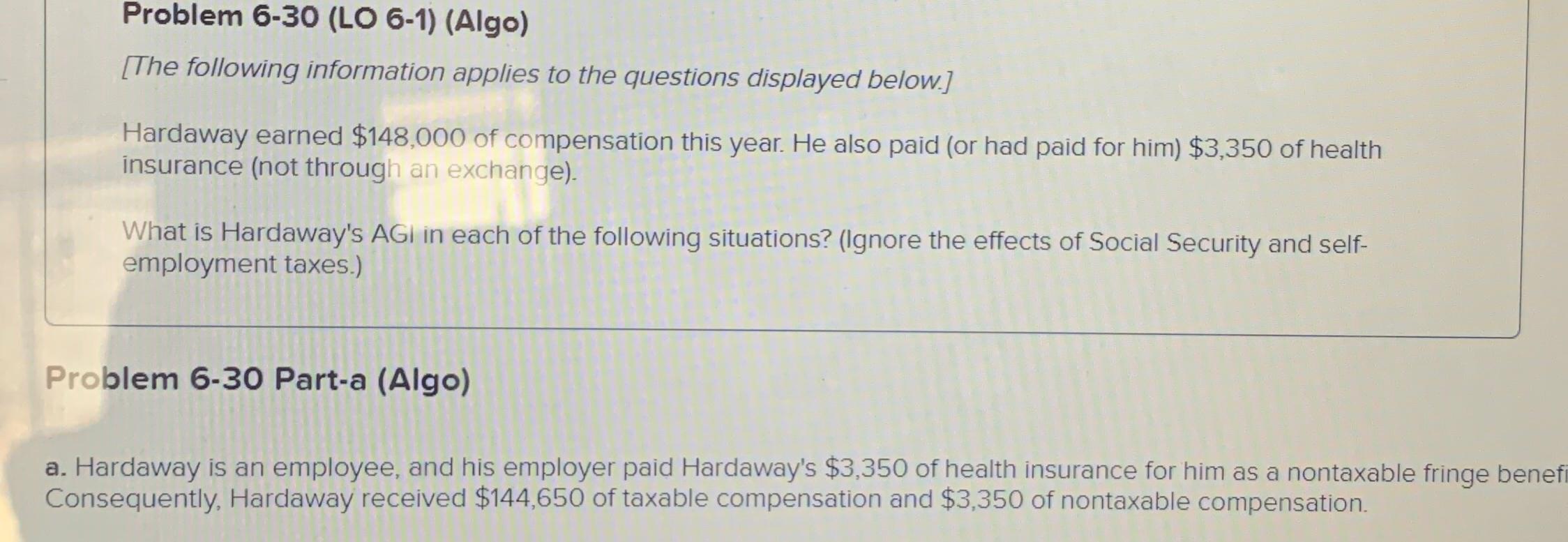 Solved Problem 6-30 (LO 6-1) (Algo)\\n[The following | Chegg.com